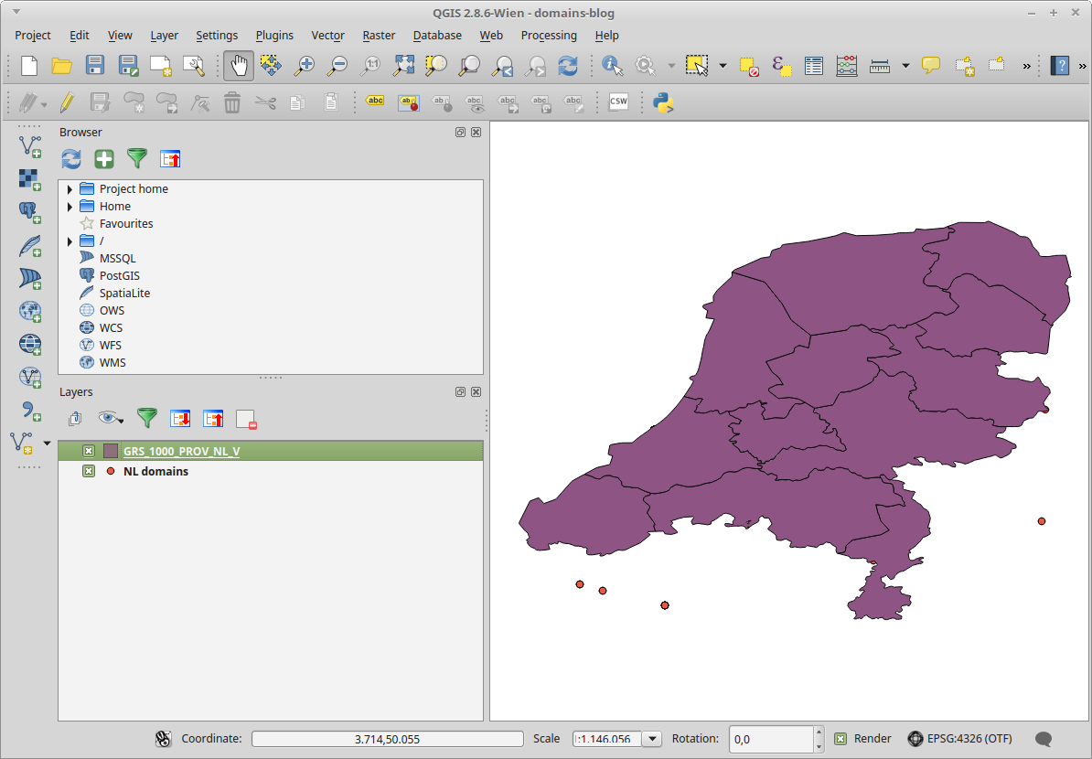 Web domain geolocation and spatial analysis with QGIS